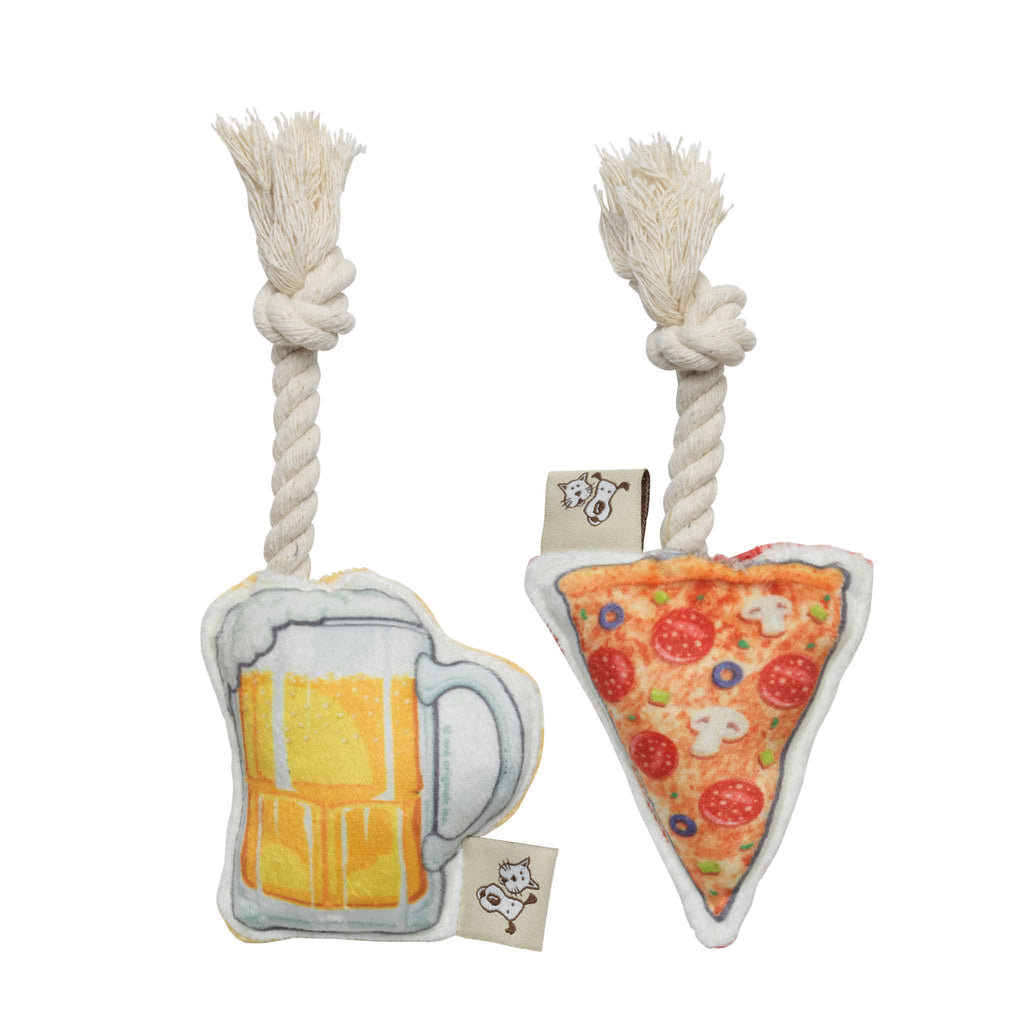 Mini Dog Toy Set | Pizza & Beer – Opal and Olive