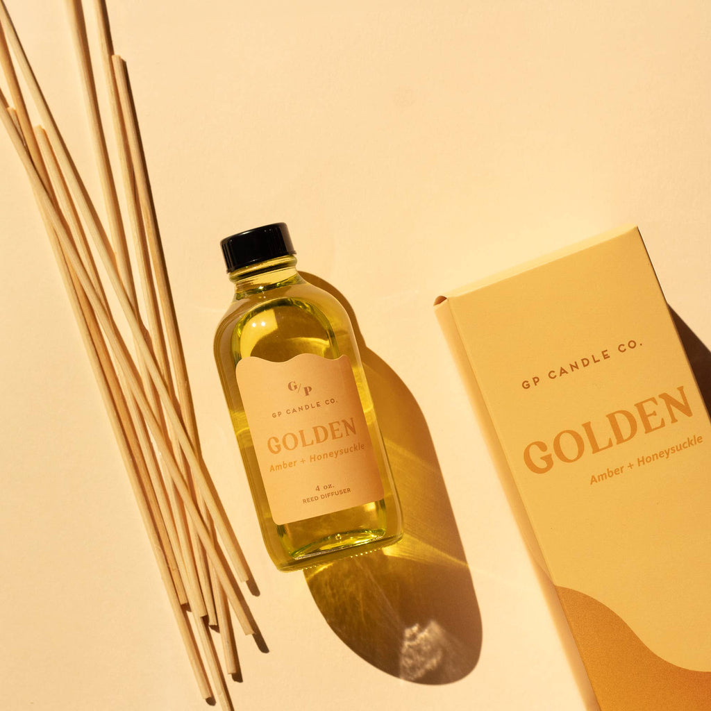 Golden 4 oz. Hue Reed Diffuser (Amber + Honeysuckle) – Opal and Olive