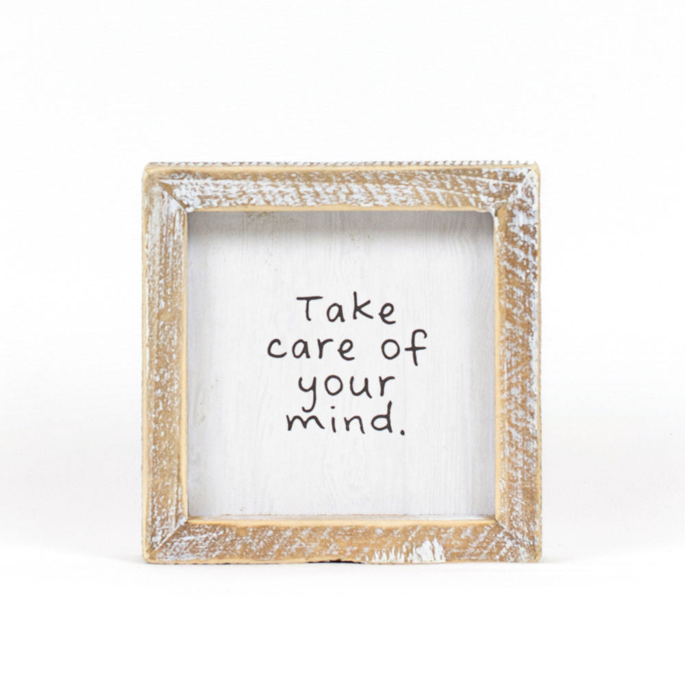 Reversible Wood Framed Sign (Take Care)