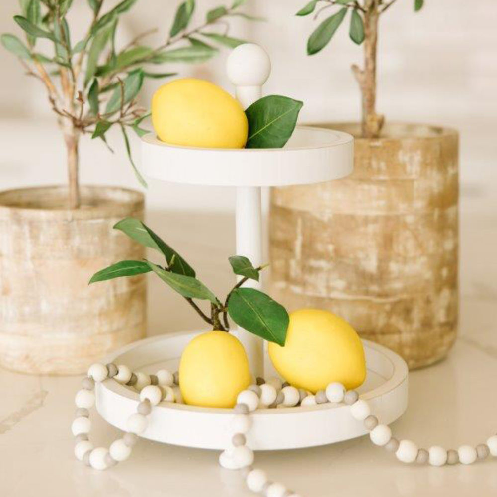 Two Tiered Wood Tray, White – Opal and Olive
