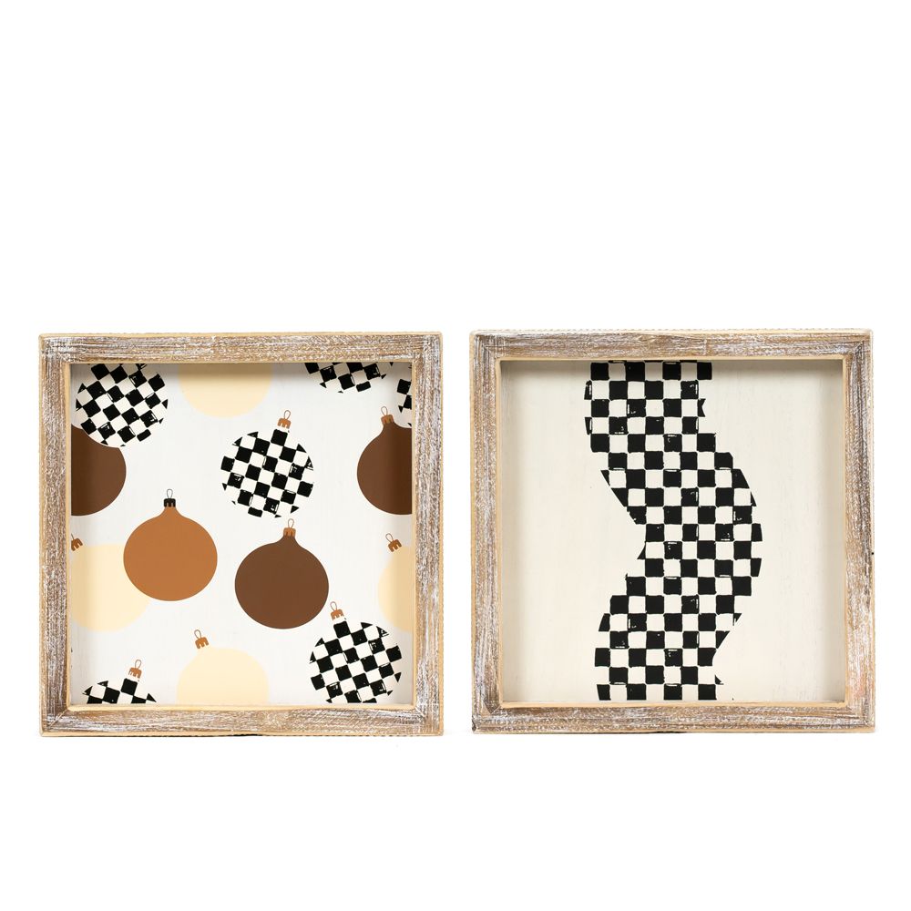 Reversible Wood Frame Sign (Balls/Squiggle) – Opal and Olive