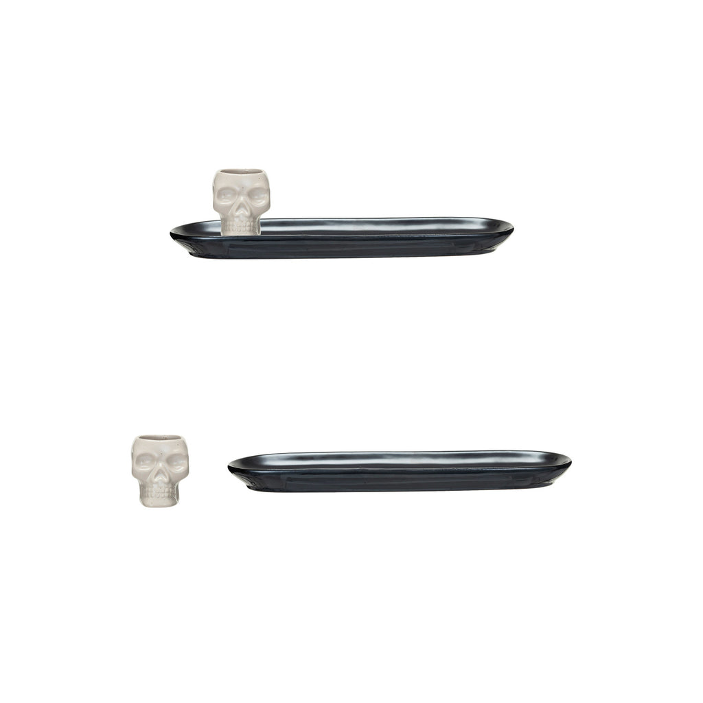 Stoneware Skeleton with Toothpick Holder – Opal and Olive