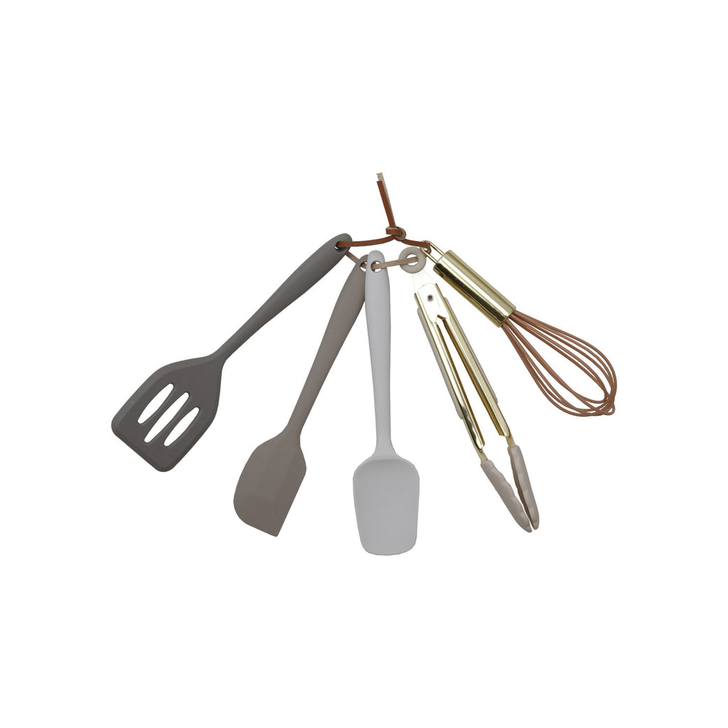 Silicone & Metal Mini Kitchen Tools, Set of 5 – Opal and Olive