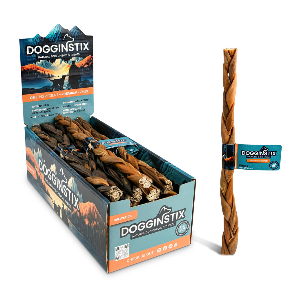 12" Braided Lamb Collagen Sticks – Opal and Olive