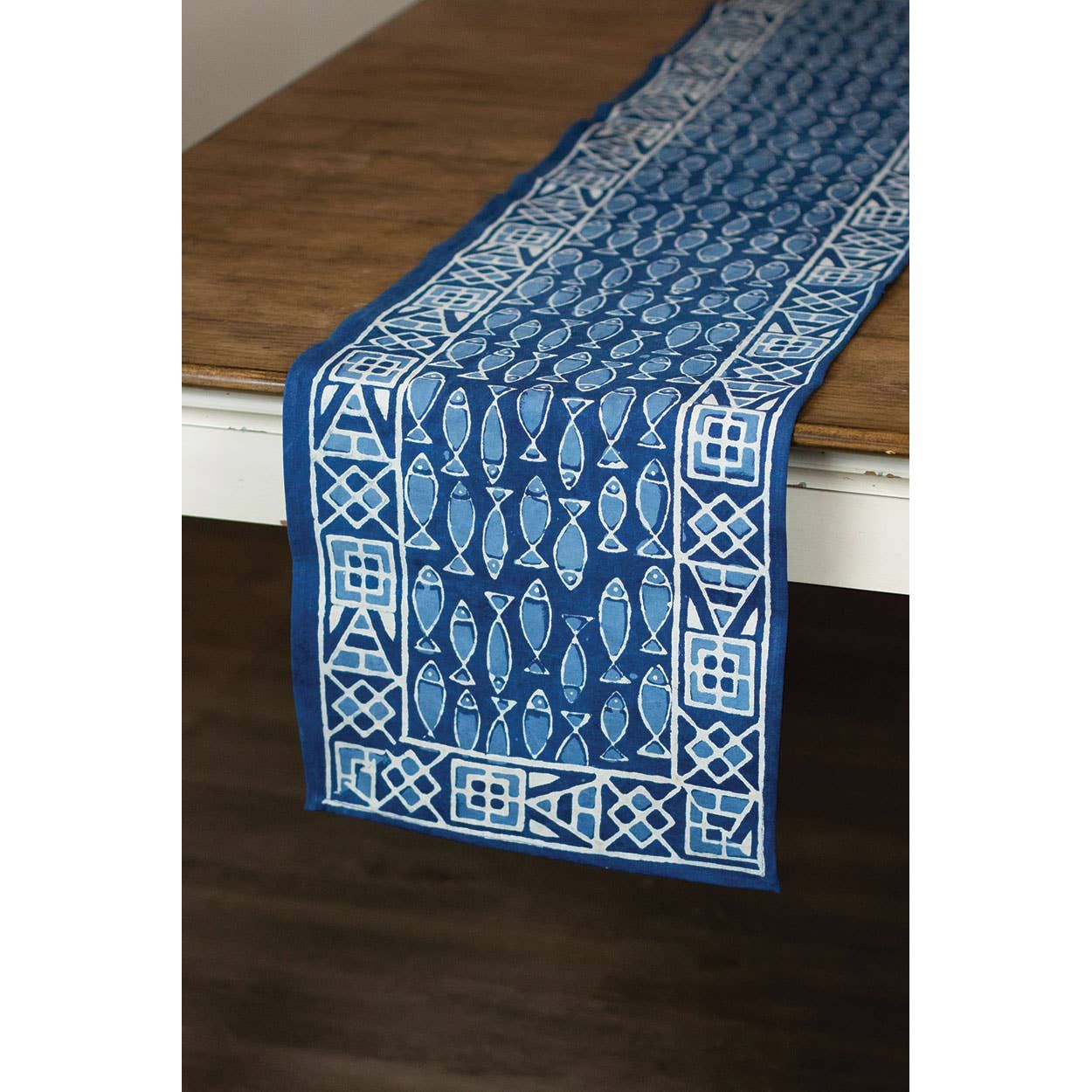 Indigo Fish Table Runner