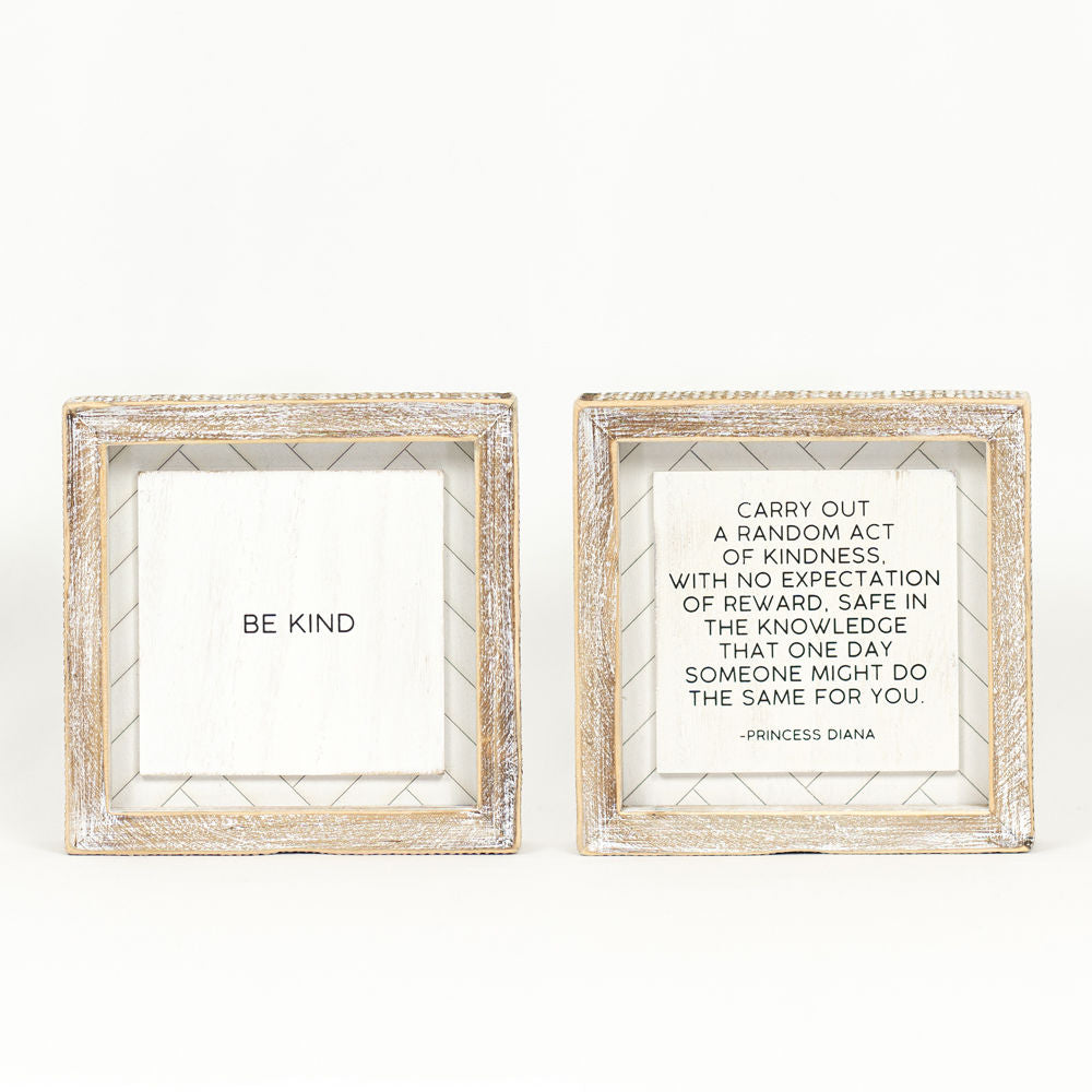 Reversible Wood Framed Herringbone Sign (Knd/Rndm – Opal and Olive