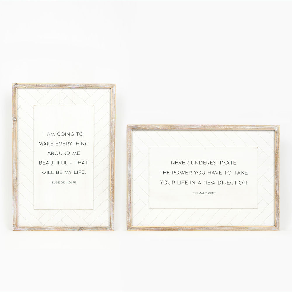 Reversible Wood Framed Herringbone Sign (Beautiful/Underestimate ...